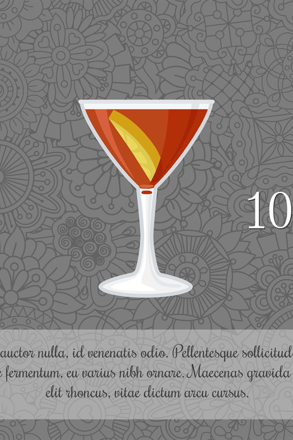 Alcoholic manhattan cocktail card