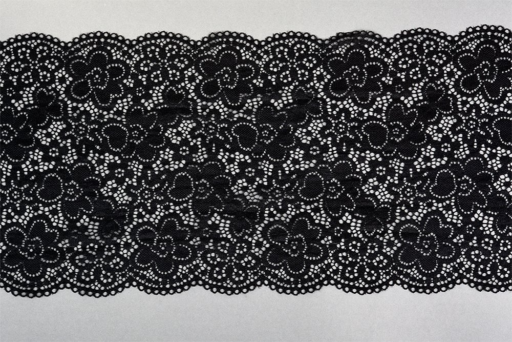 black gray beige straight strip of lace fabric. (801246)
