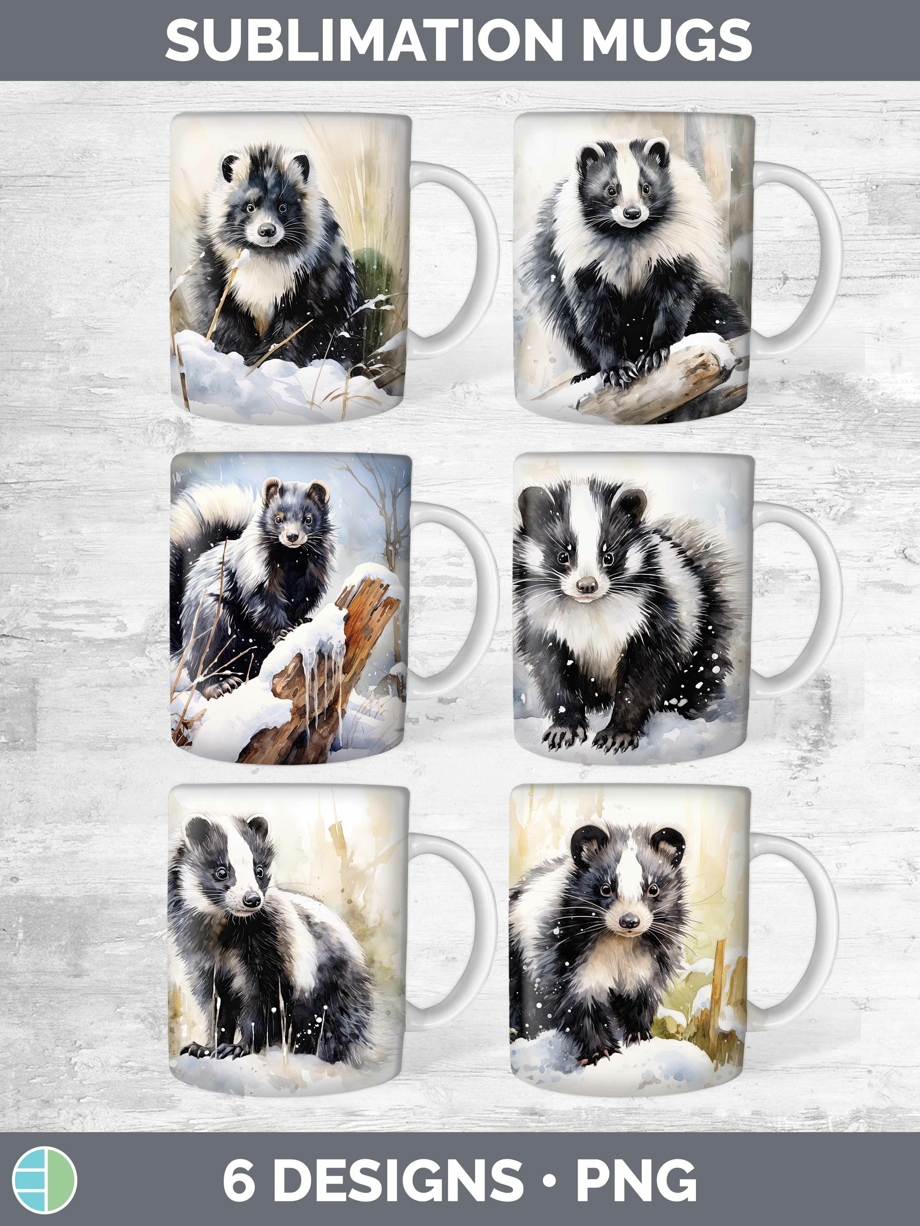 Snow Skunk Mug Wrap | Bundle Coffee Cup Designs