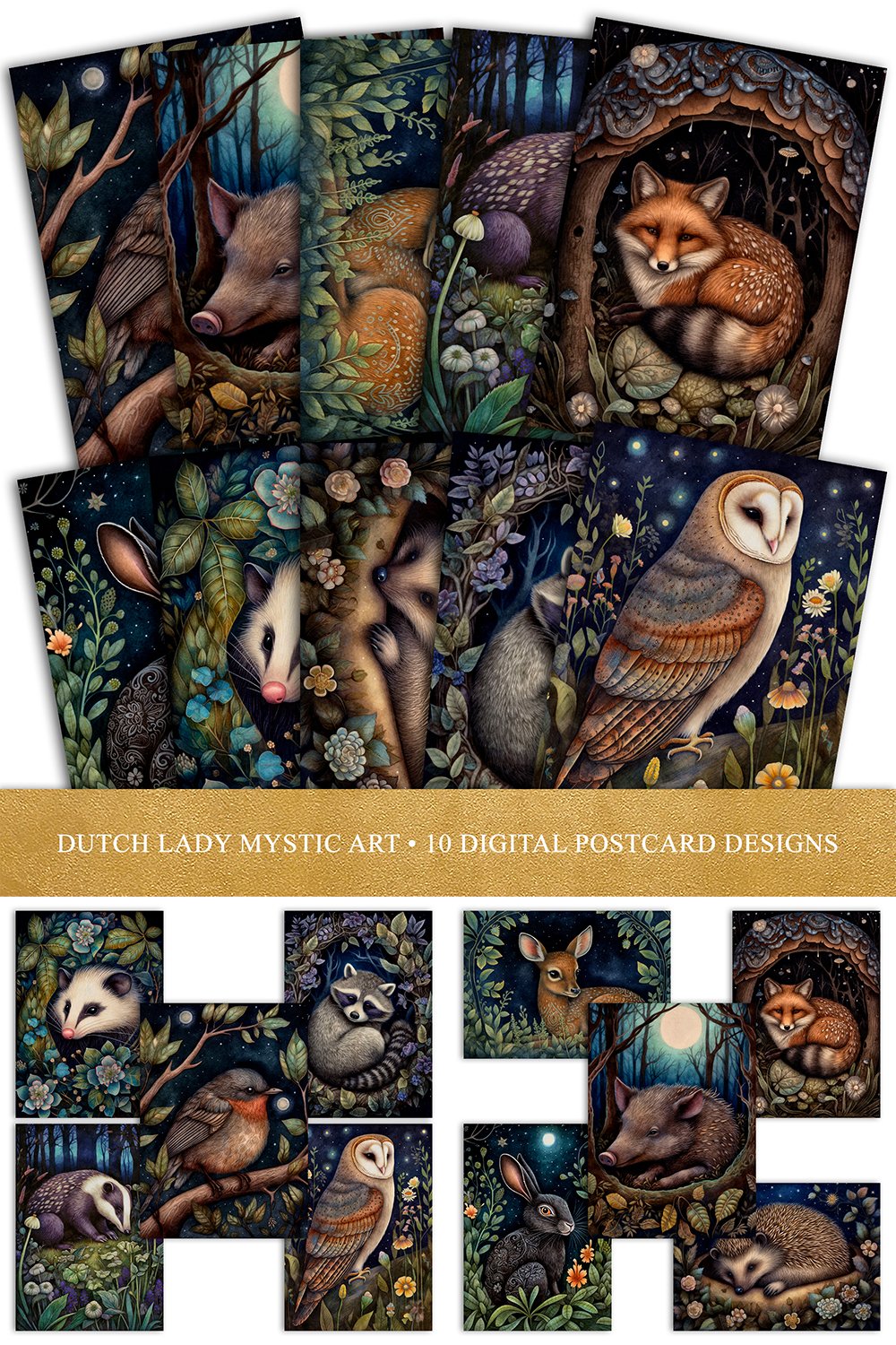 Midnight Animals Postcard and Poster Print Set