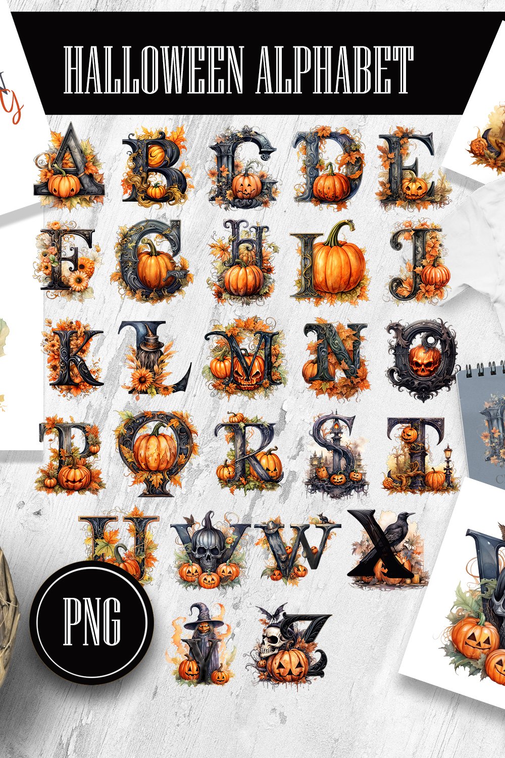 Halloween alphabet PNG