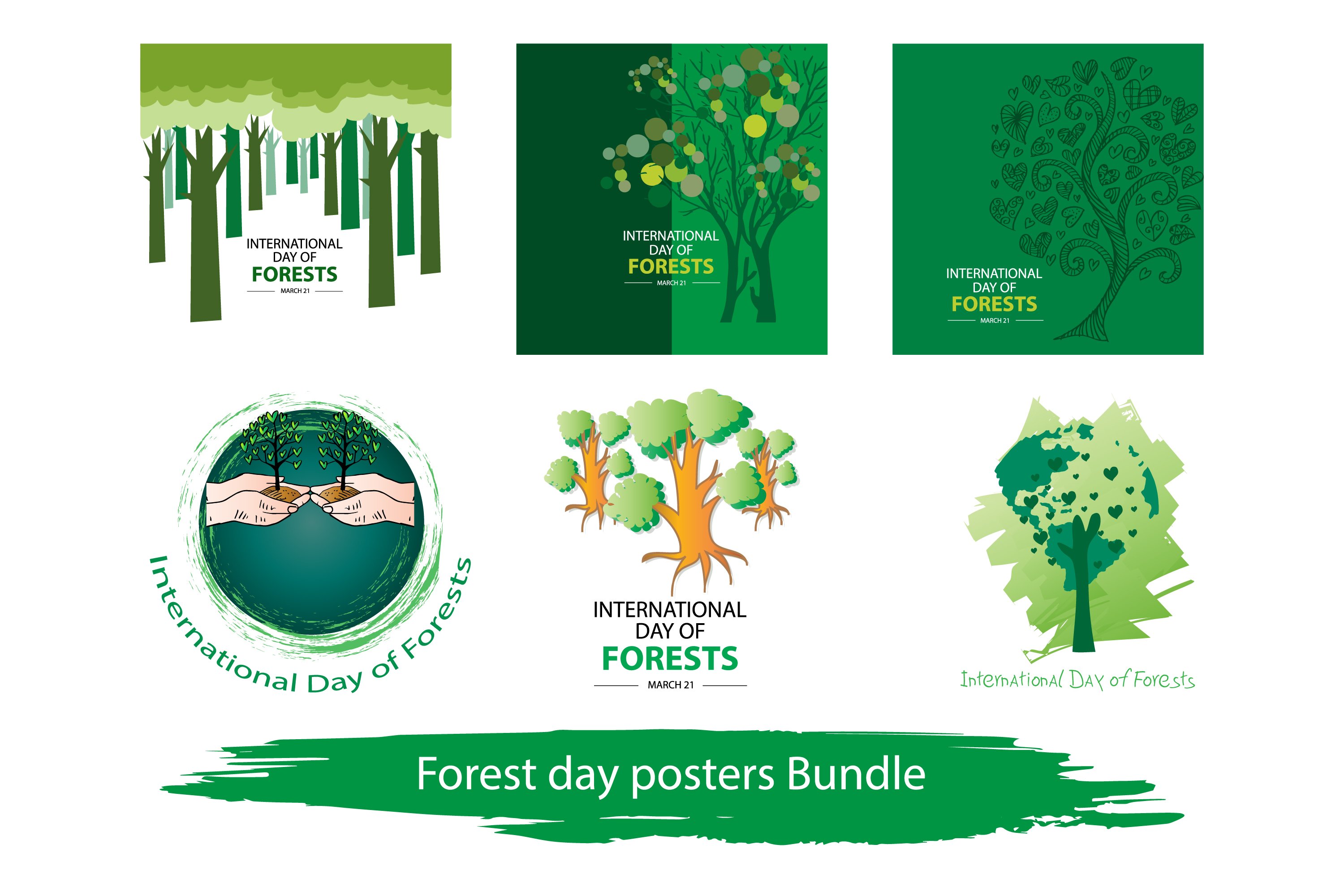 Set of posters forest day