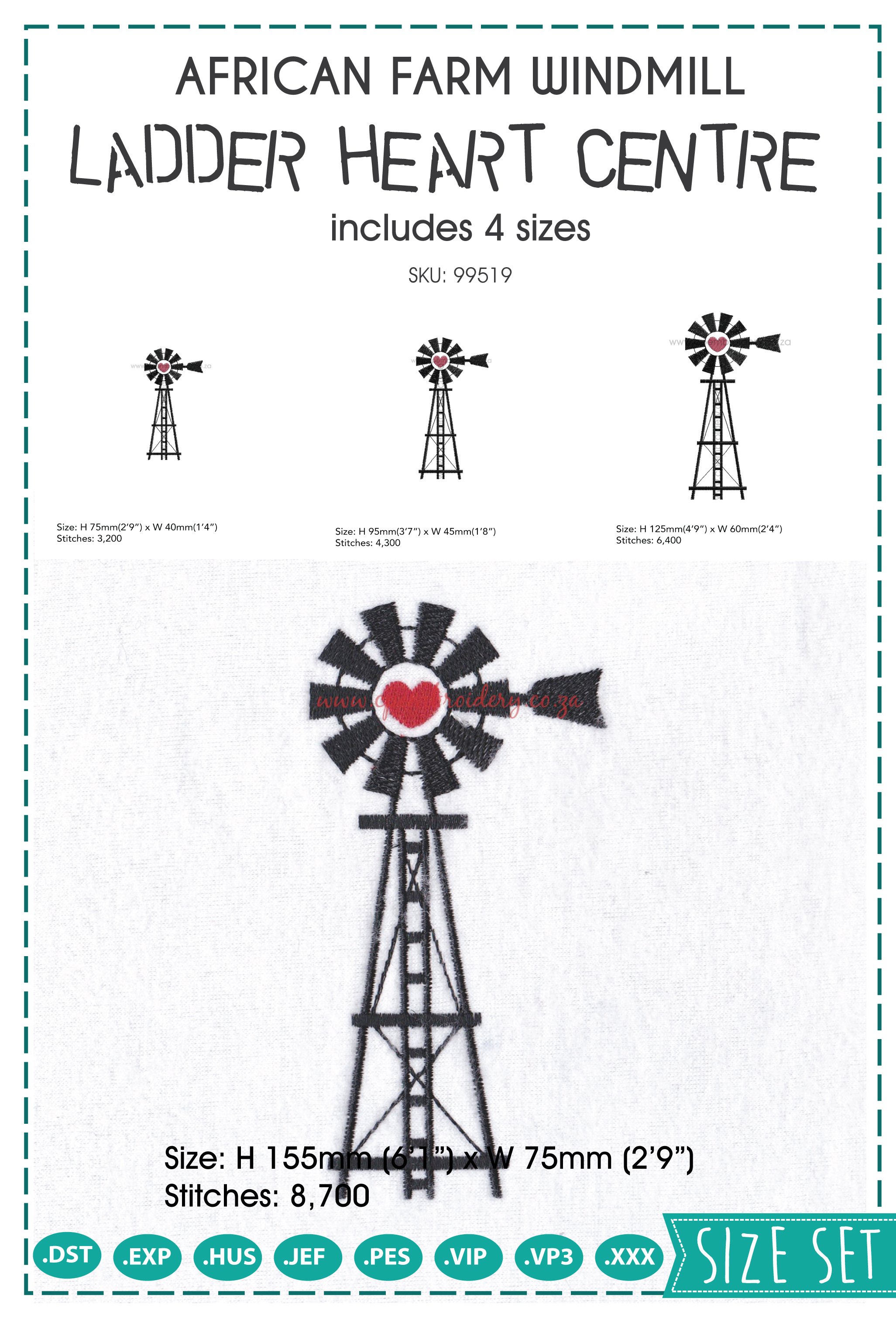 Windmill Red Heart Middle Center Machine (119408)