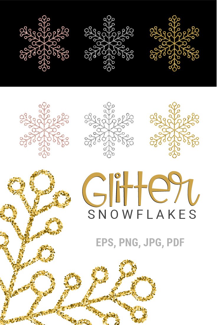 Glitter Snowflakes Bundle | Christmas | EPS PNG (1058784)