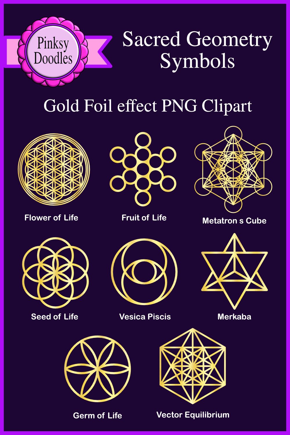 Sacred Geometry Gold clipart bundle