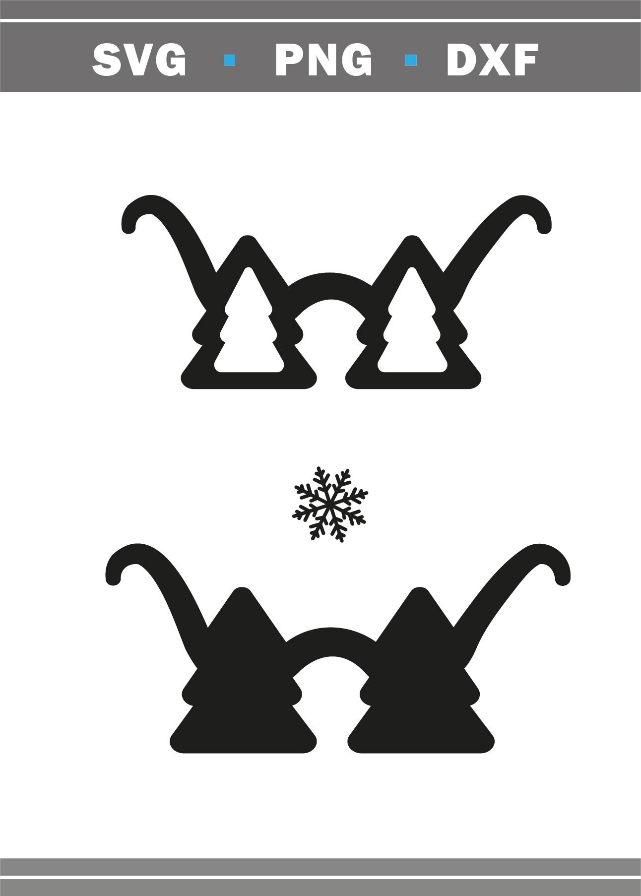 Christmas tree and snowflake PNG, SVG cut files