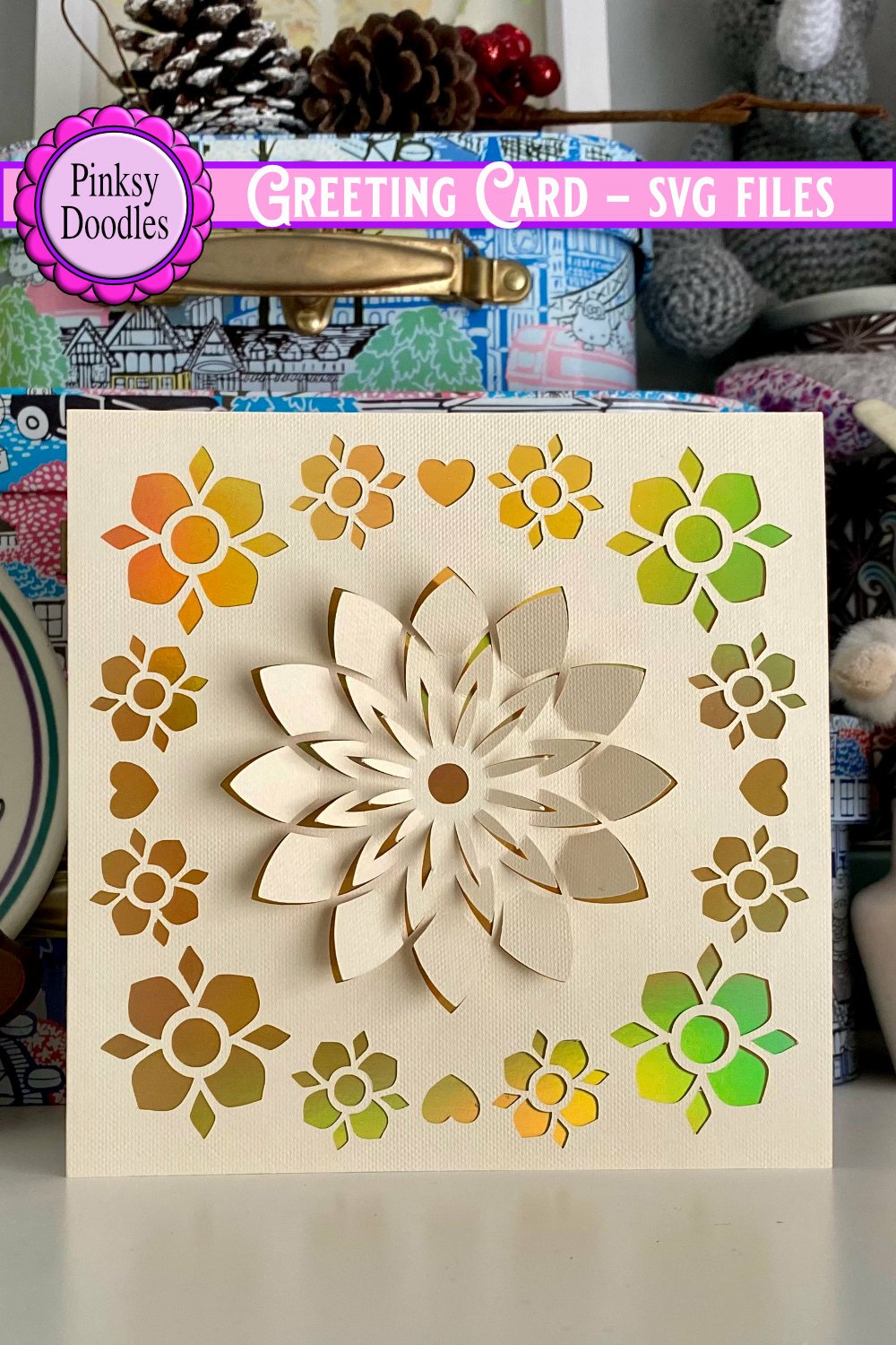 pop-up flower card svg cut file for cricut