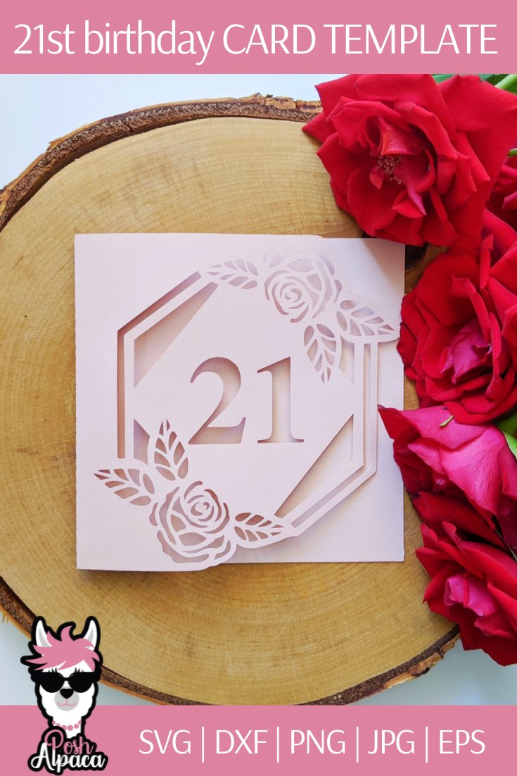 21st anniversary card template, 21st birthday card svg,