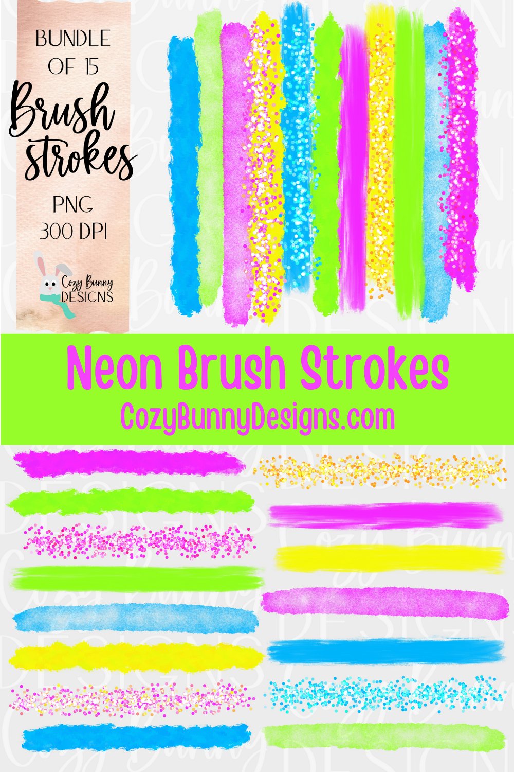 80s Neon Brush Strokes Bundle x 15