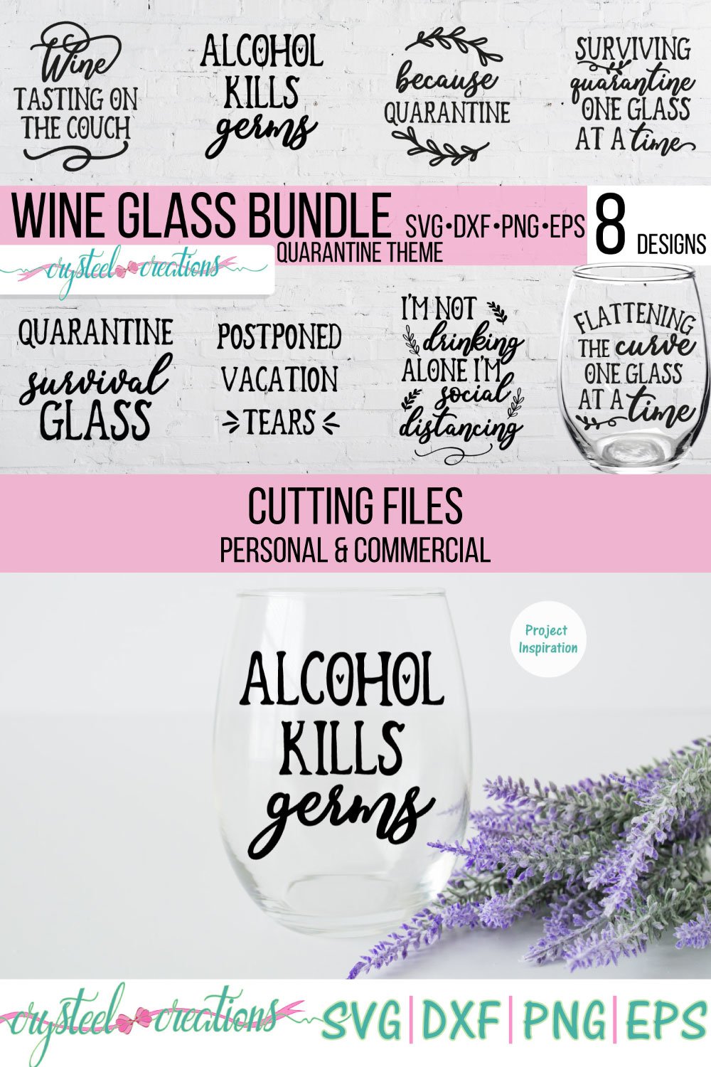 Quarantine Wine Bundle SVG, DXF, PNG, EPS