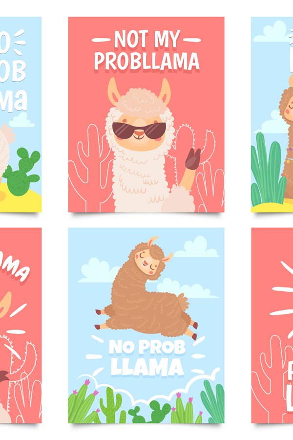 No prob llama posters. Cute llamas have no problems greeting