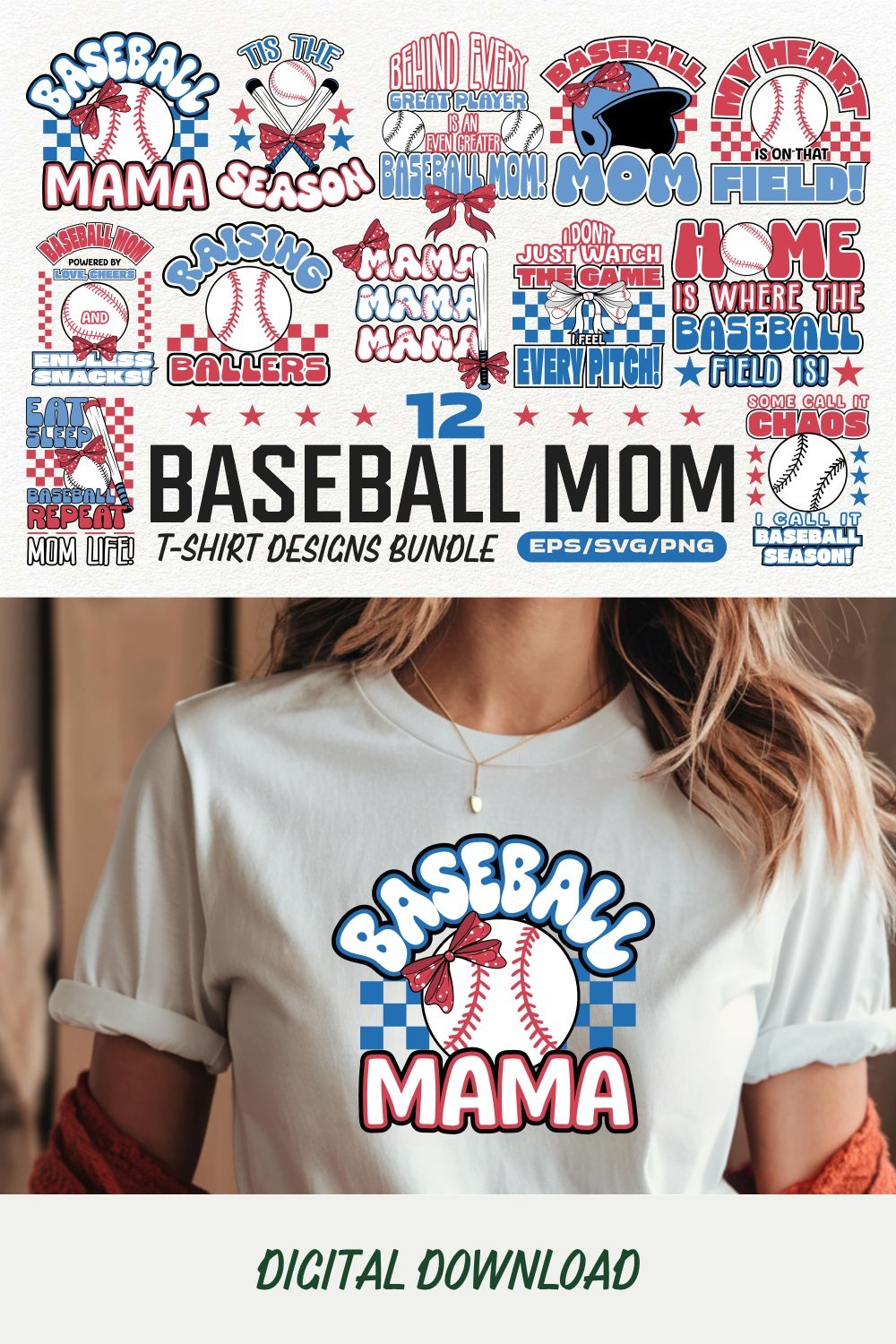 Baseball Mom T-shirt Design Bundle