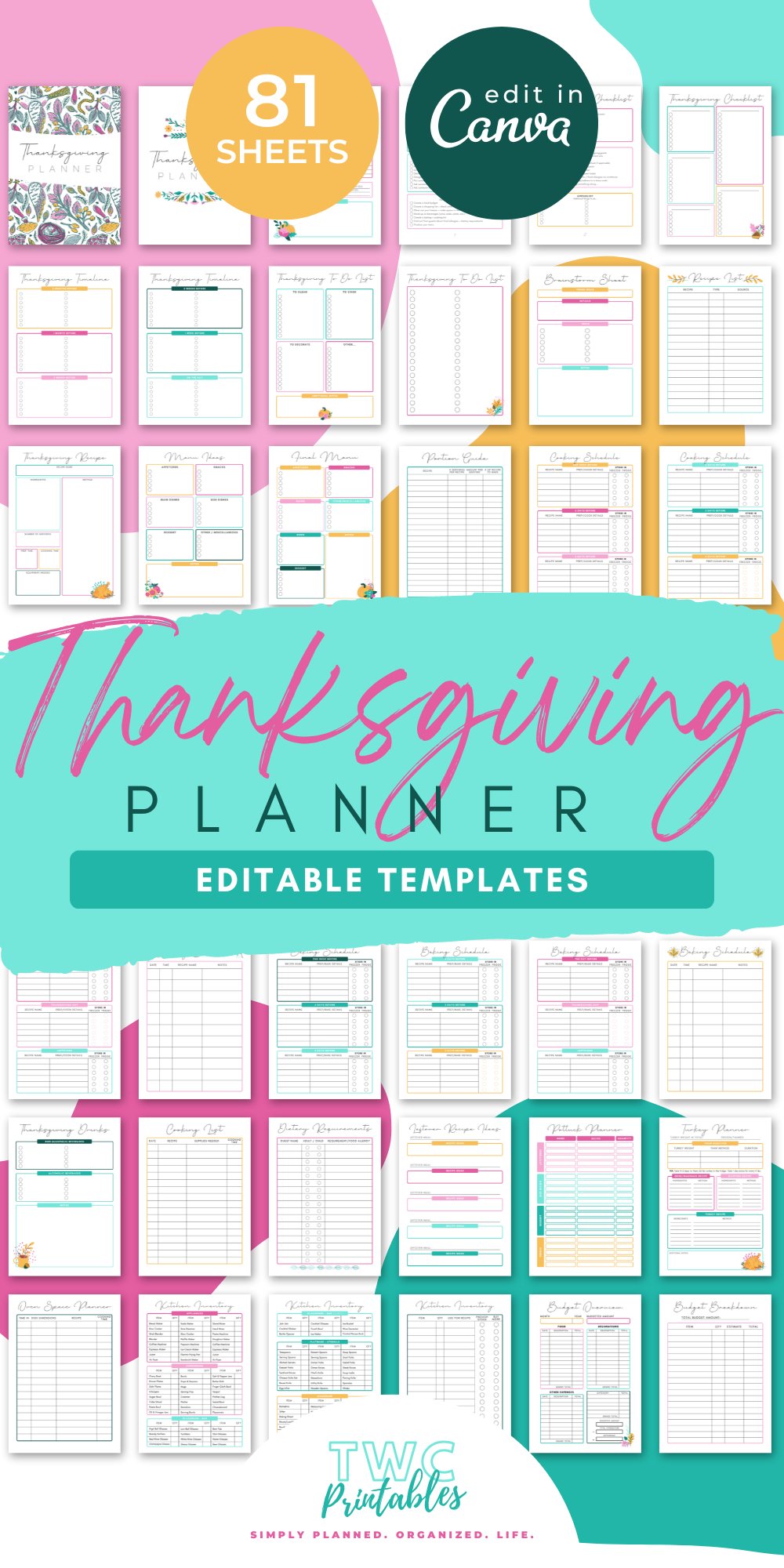 Thanksgiving planner canva templates