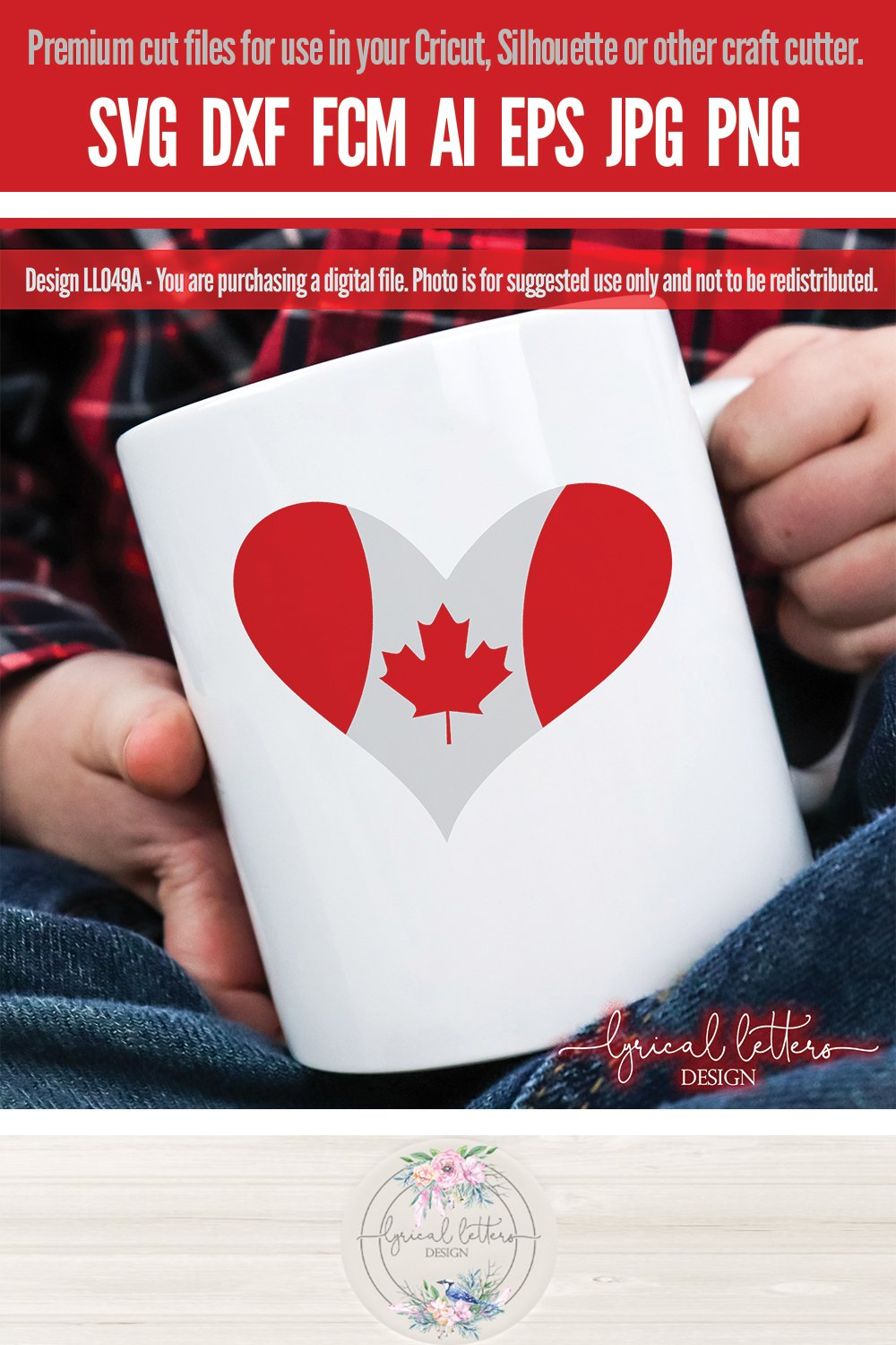 Canada Day Canadian Heart Maple Leaf SVG Cut File LL049A