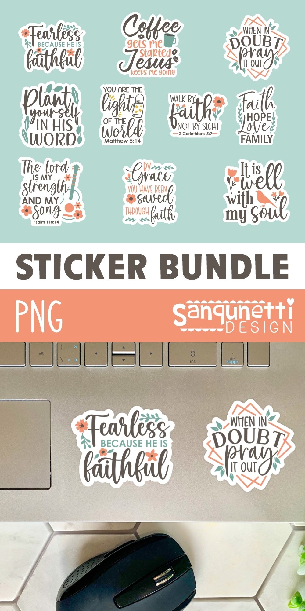 Faith Sticker Bundle ,Christian quote printable stickers
