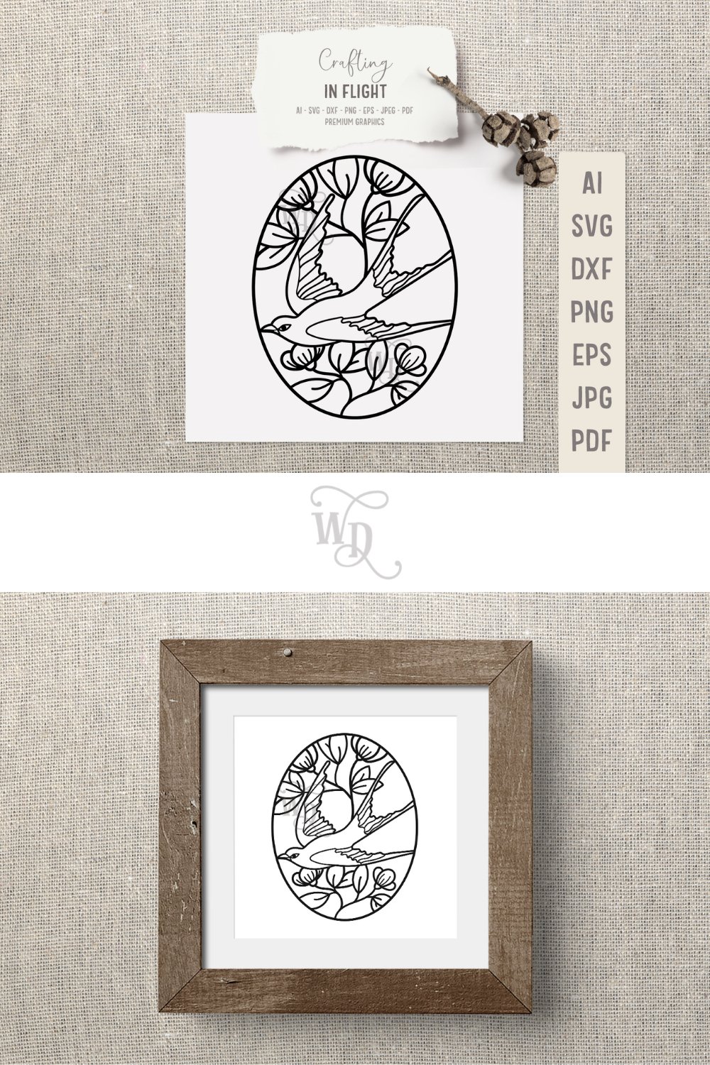 Vintage bird SVG cutfile