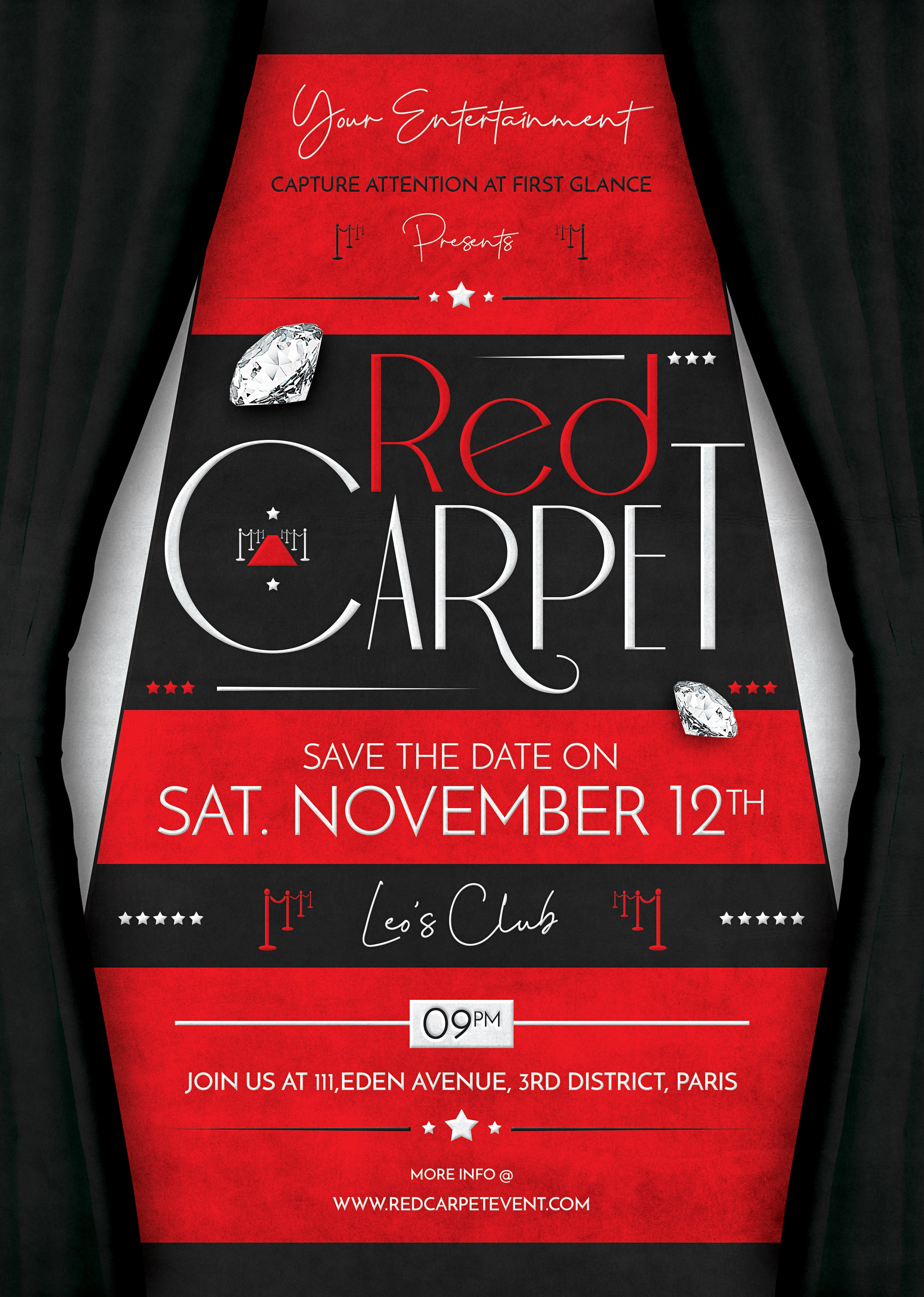 Red Carpet Flyer PSD Design Template