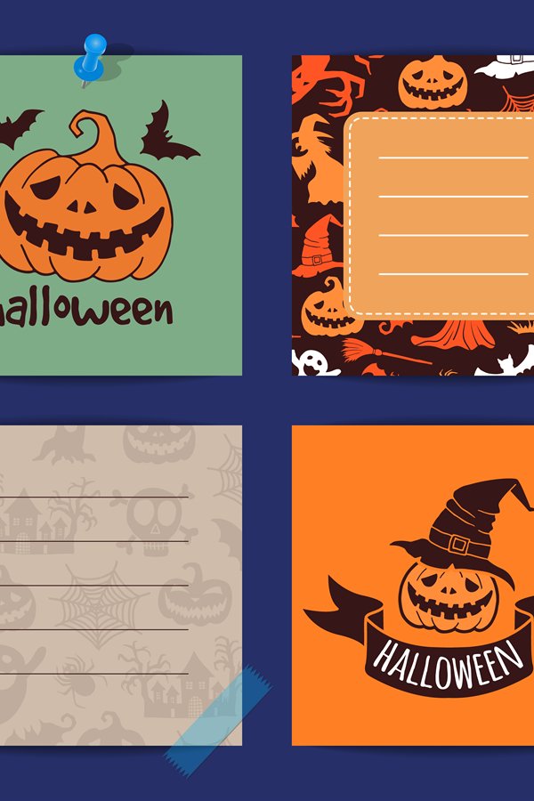 Vector halloween notes set template