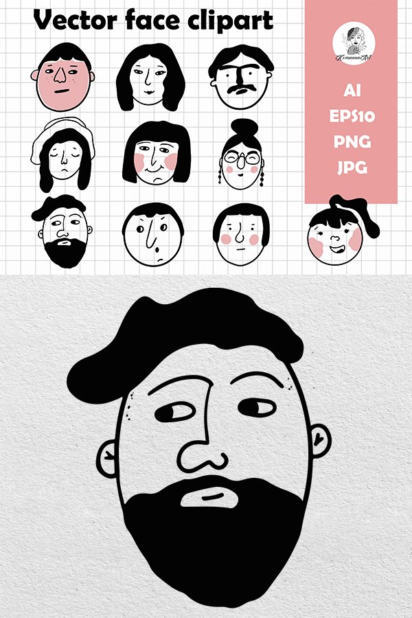 Face clipart SVG, People faces clipart