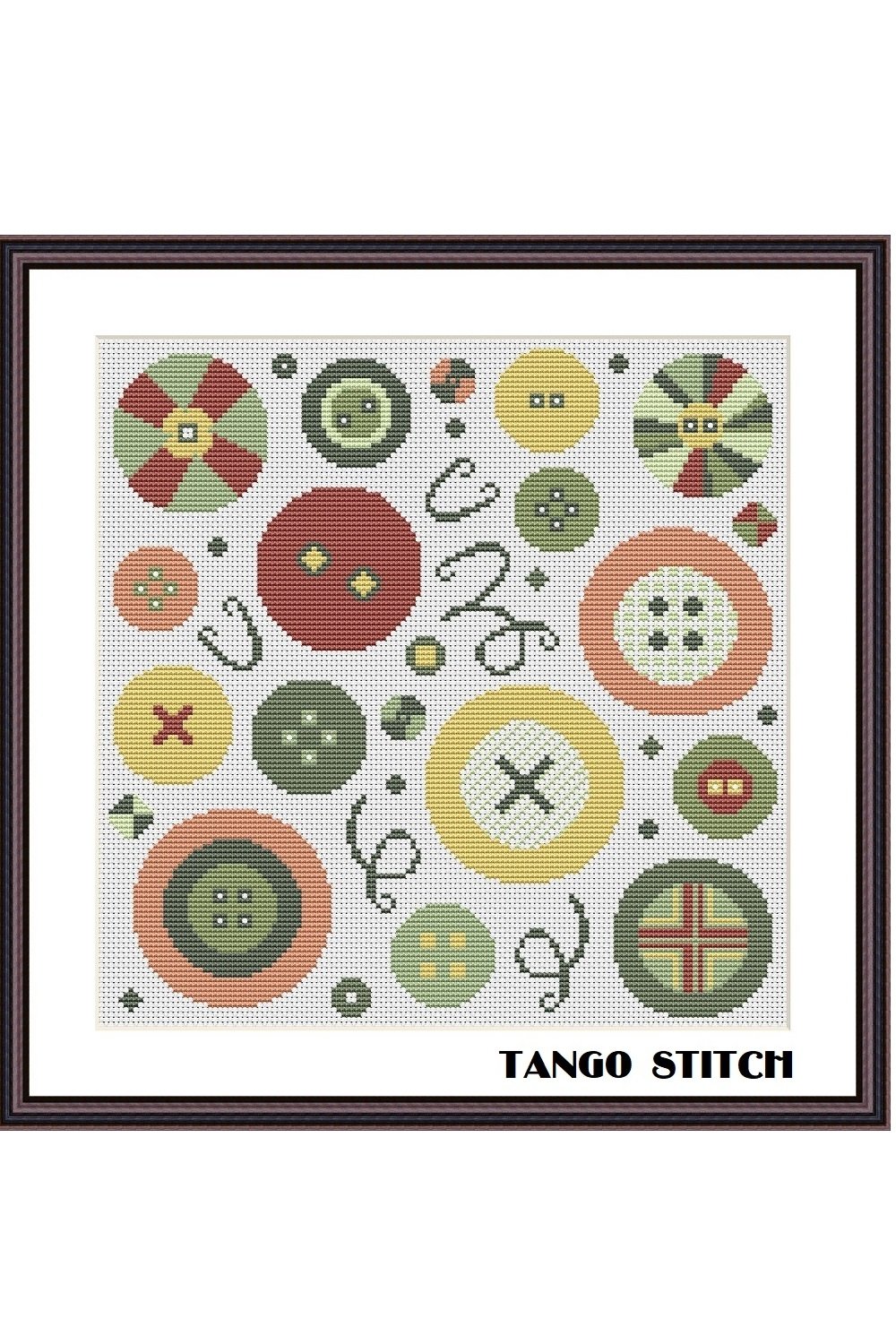 Beautiful buttons cross stitch hand embroidery pattern