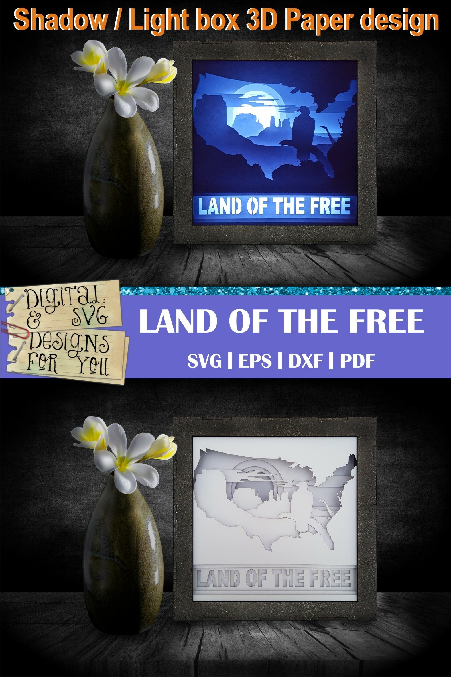 Land of the free - 3D Light box | 3d Shadow box | (1243645)