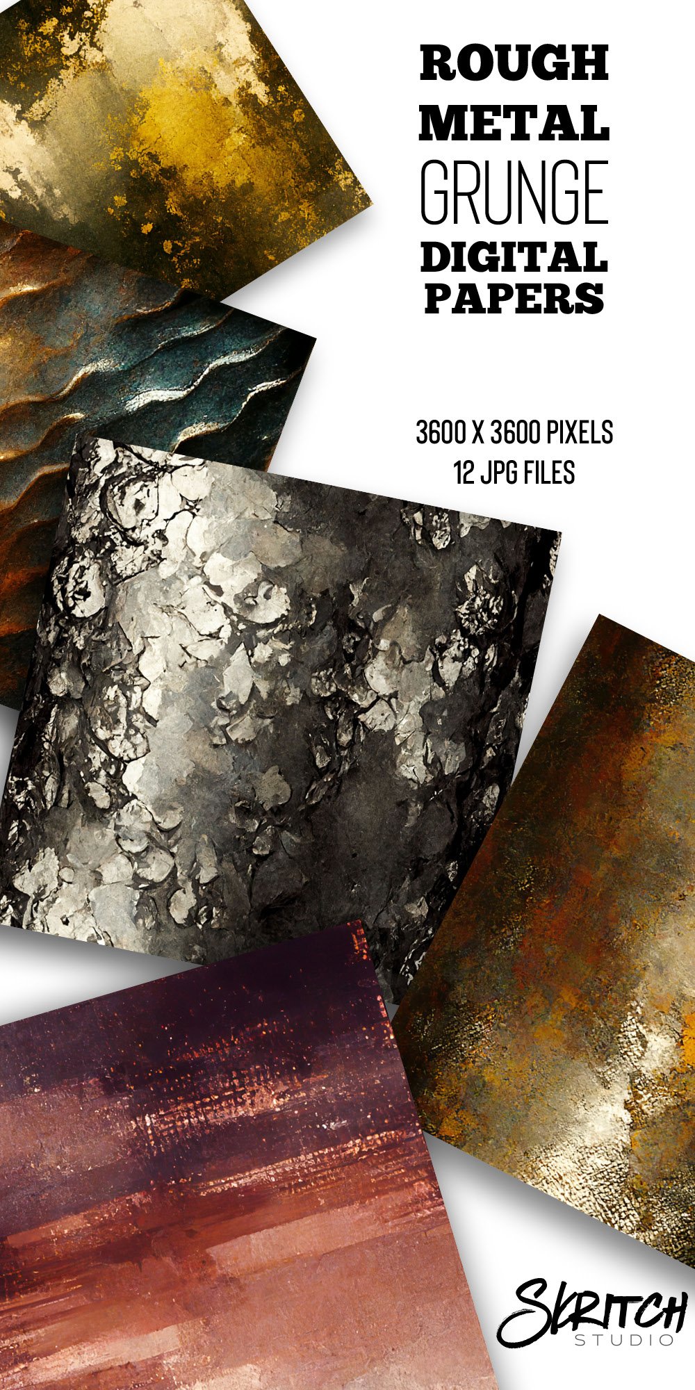Rough Metal Grunge Textures | Seamless Digital Paper