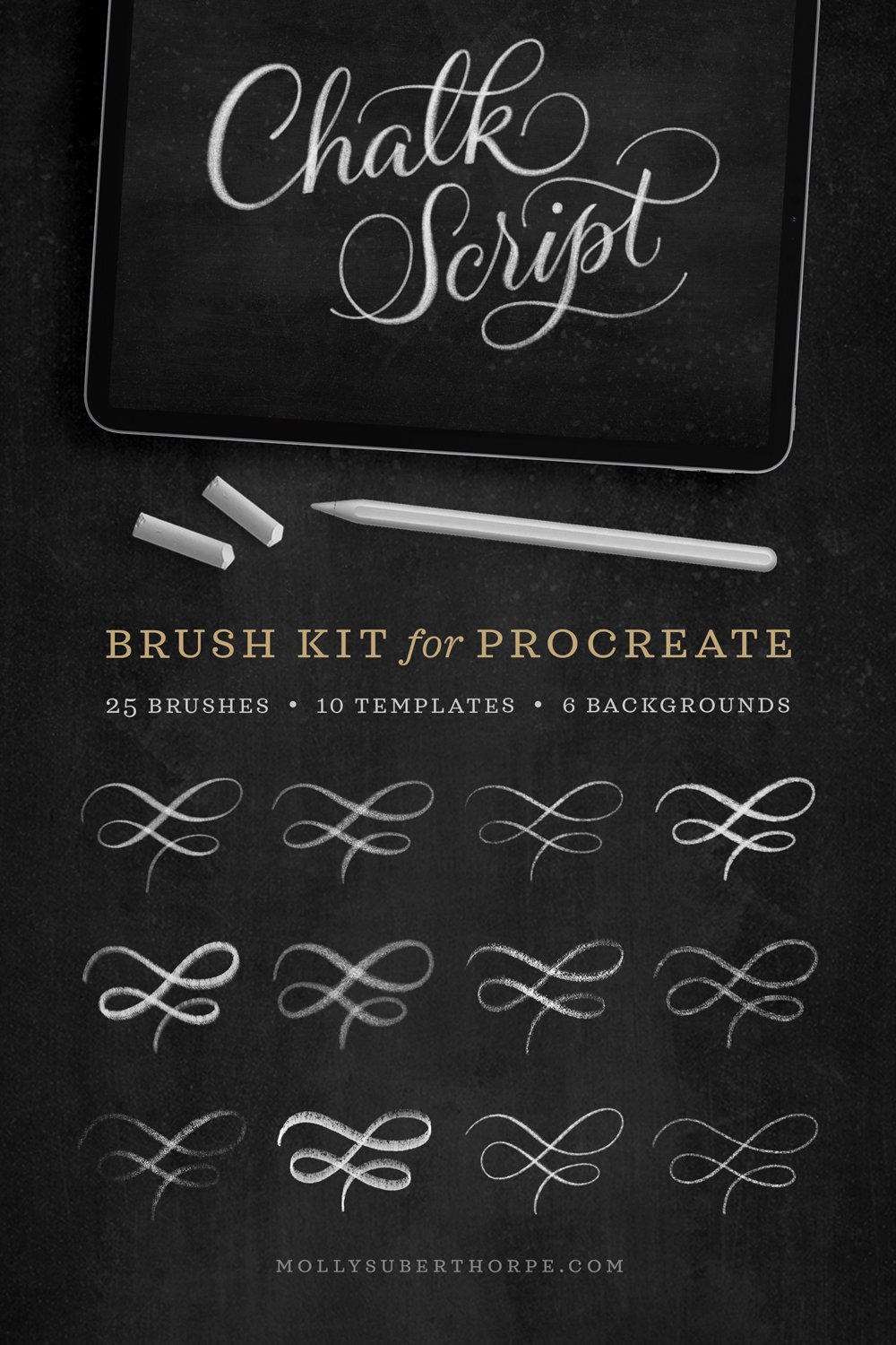 Chalk Script Procreate Brush Kit