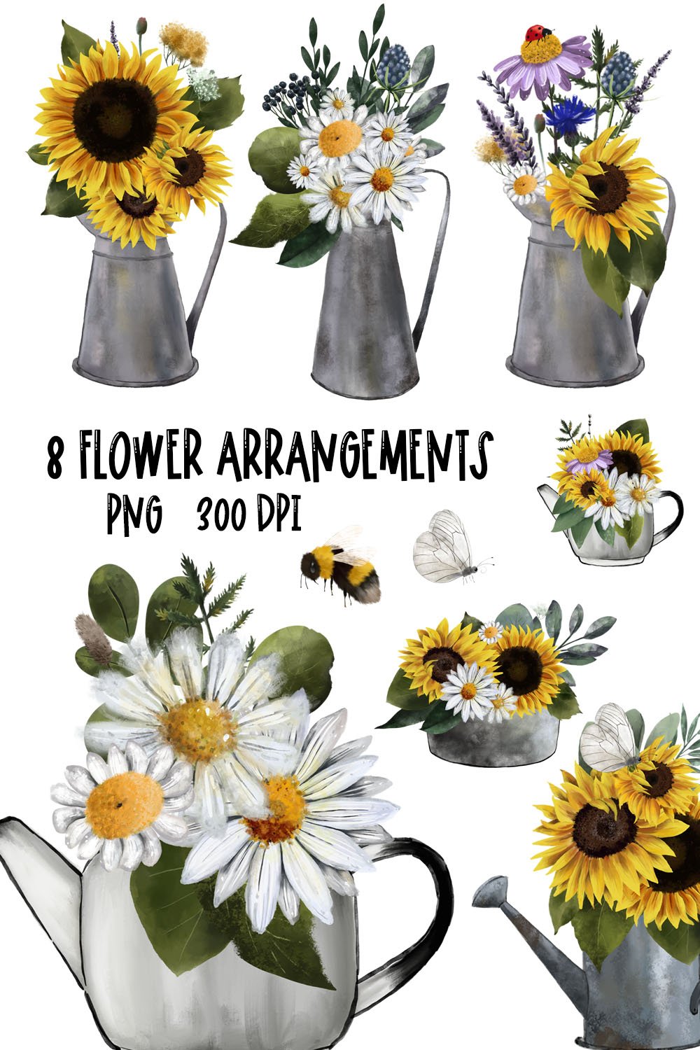 Flower bouquets sublimation bundle.Flower clipart,floral PNG