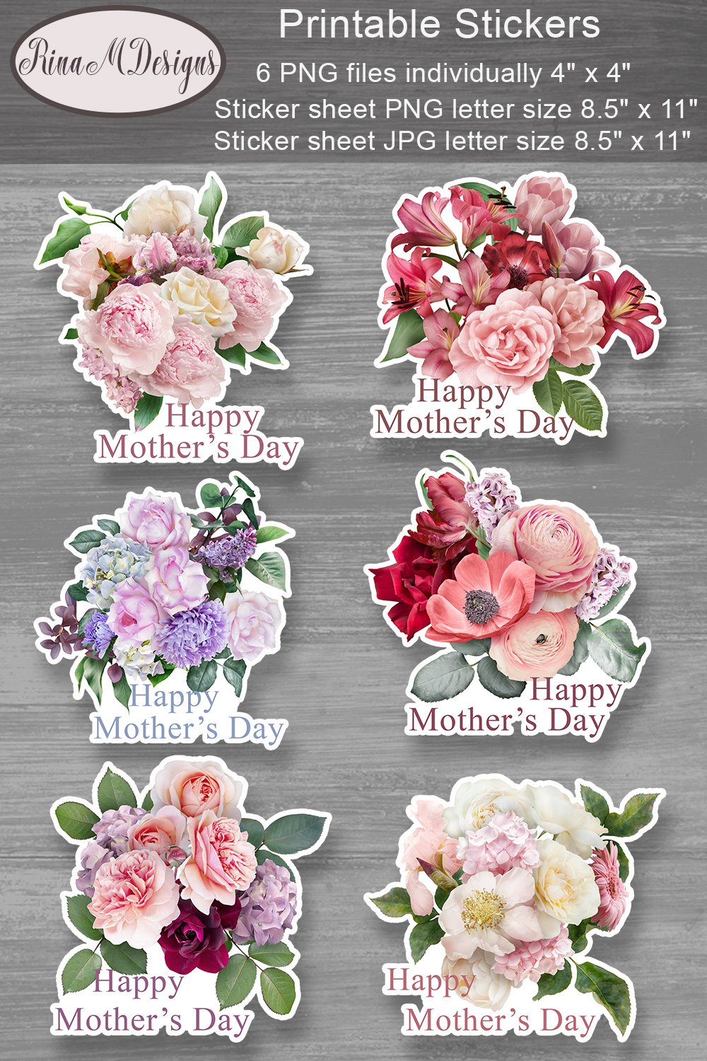 Mother’s Day Stickers | Mom Floral Printable Stickers PNG