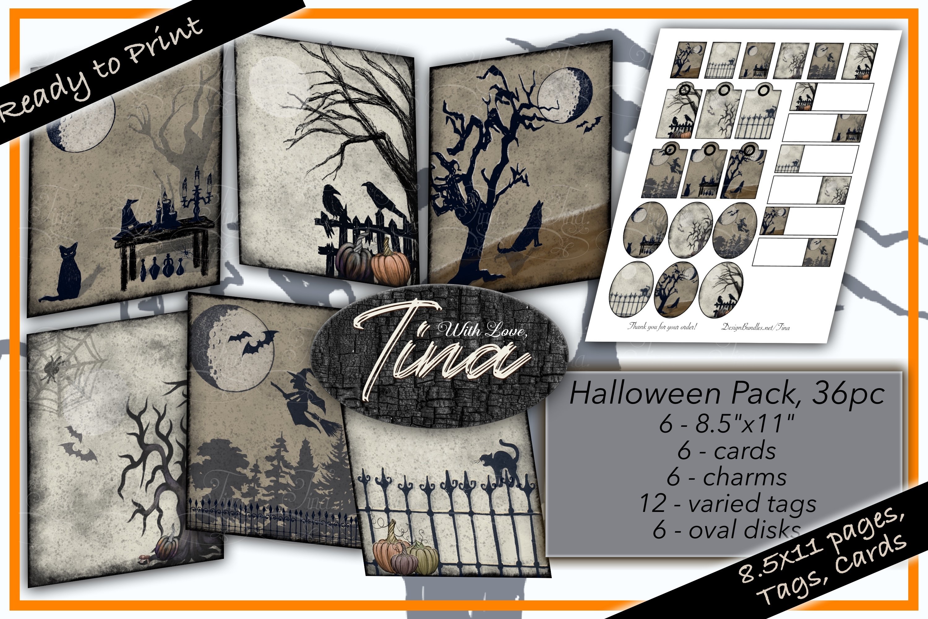 Halloween Graphics 36pc Tags Elements Fall tags charms tags