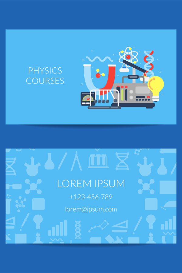 Vector business card for science lab with flat style science