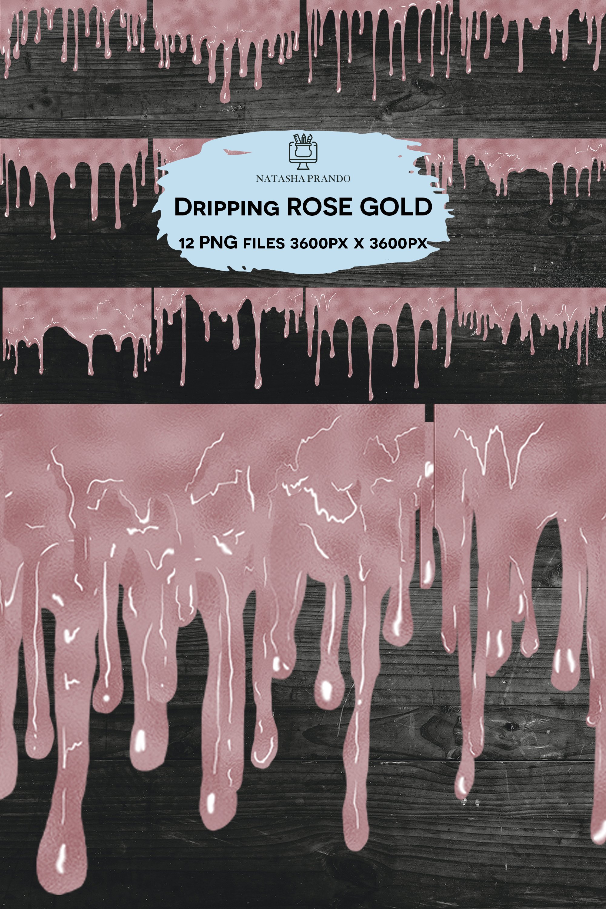 Dripping Rose Gold Clipart Bundle