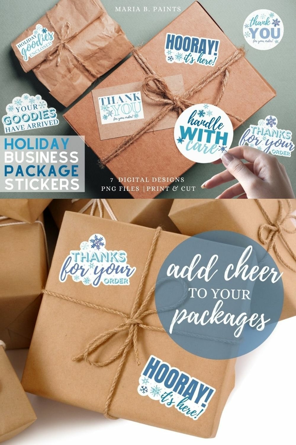 Printable Snow themed Small Business Holiday Package Sticker