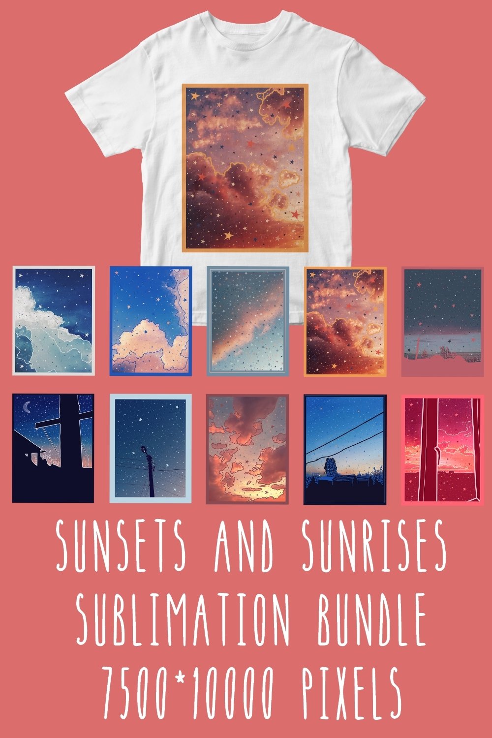 Magic summer sunsets and sunrises sublimation png