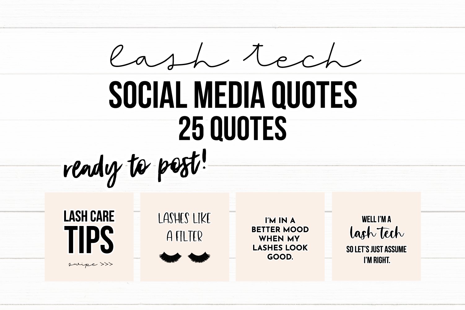 25 x Light Peach Lash Tech Social Media Quotes