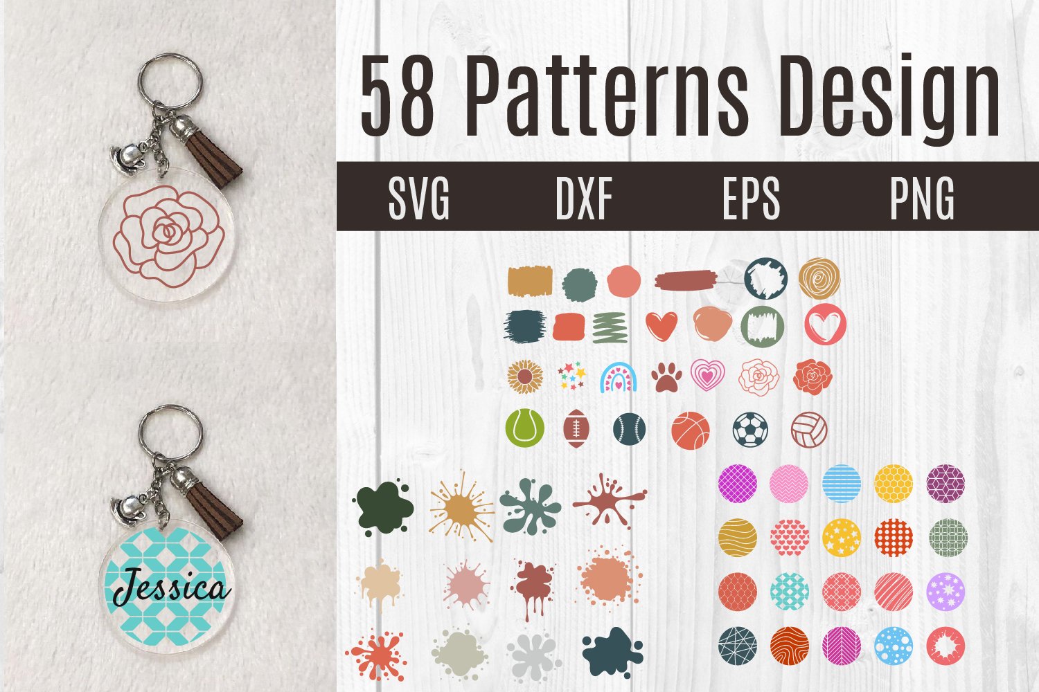 Acrylic Keychain Pattern background Bundle svg (1270811)