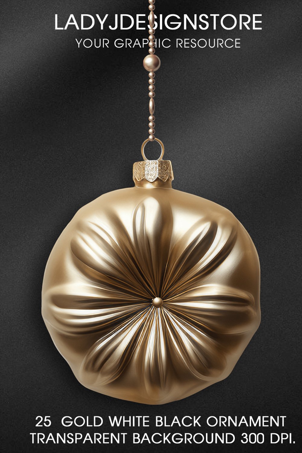 Gold black and White Christmas Ornaments Clipart
