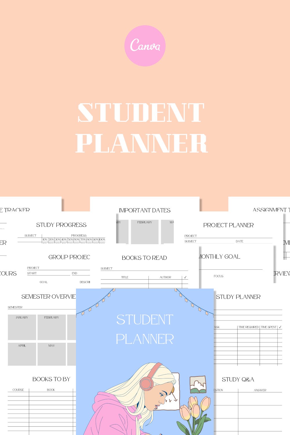 Student Planner Study Planner School Canva Planner