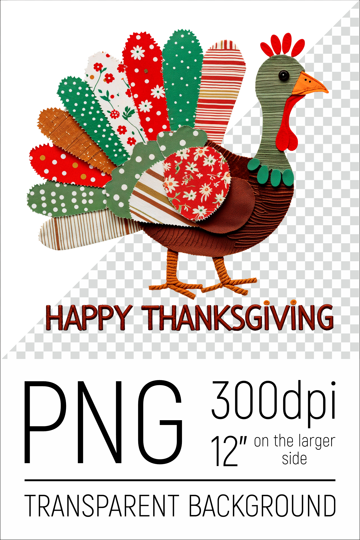 Thanksgiving Turkey Patchwork Clipart