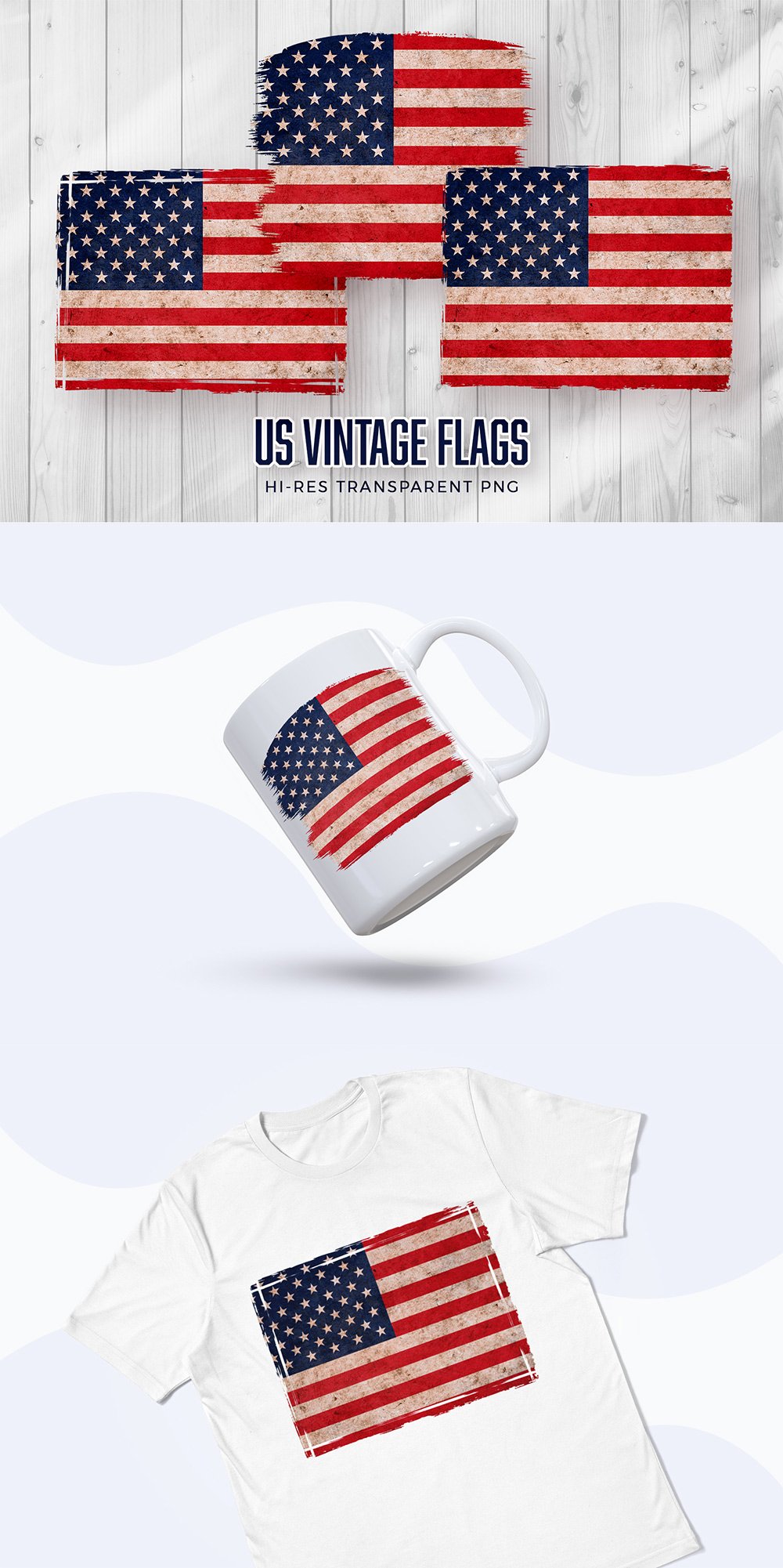 US Flag Distressed Sublimation Backgrounds
