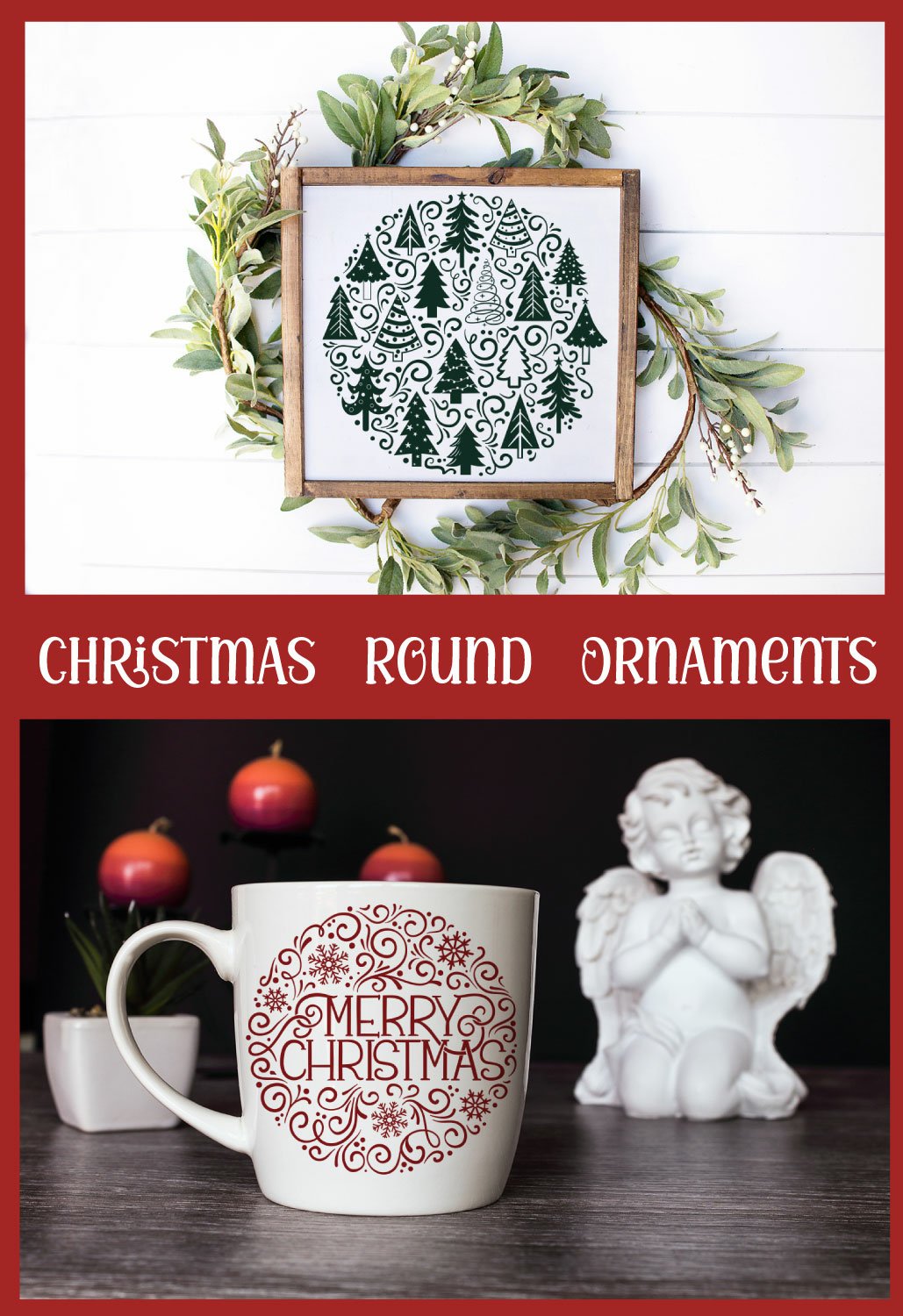 Christmas Round Ornaments - 10 SVG cut files