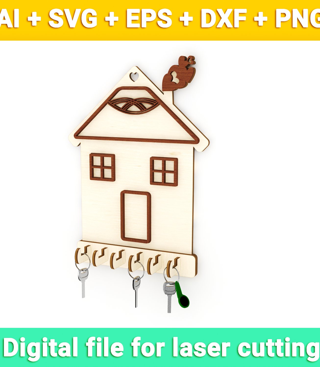 Key holder "House" vector for CNC svg vector file