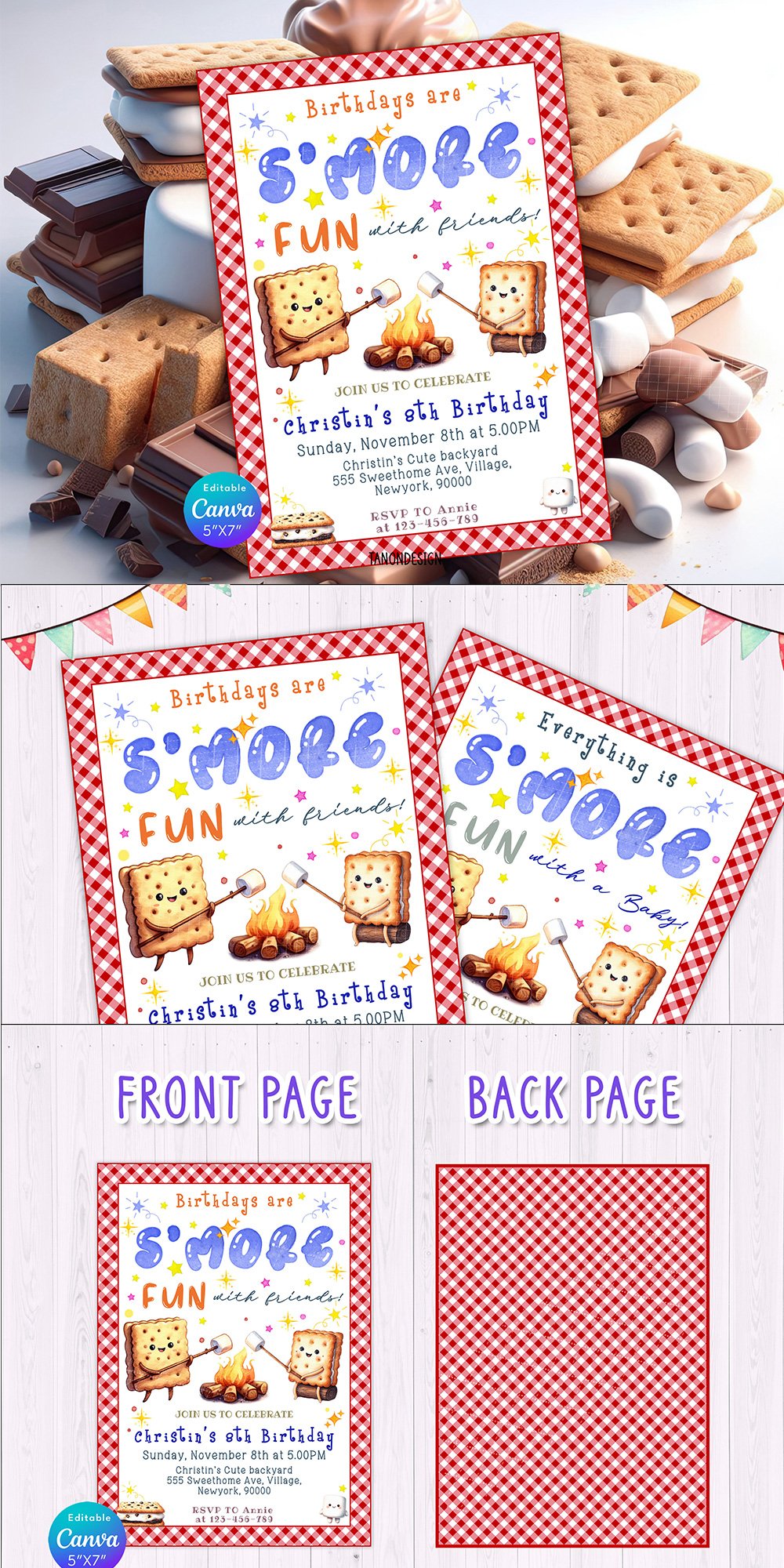 Editable S'more Birthday Invitation l Baby Shower Invitation