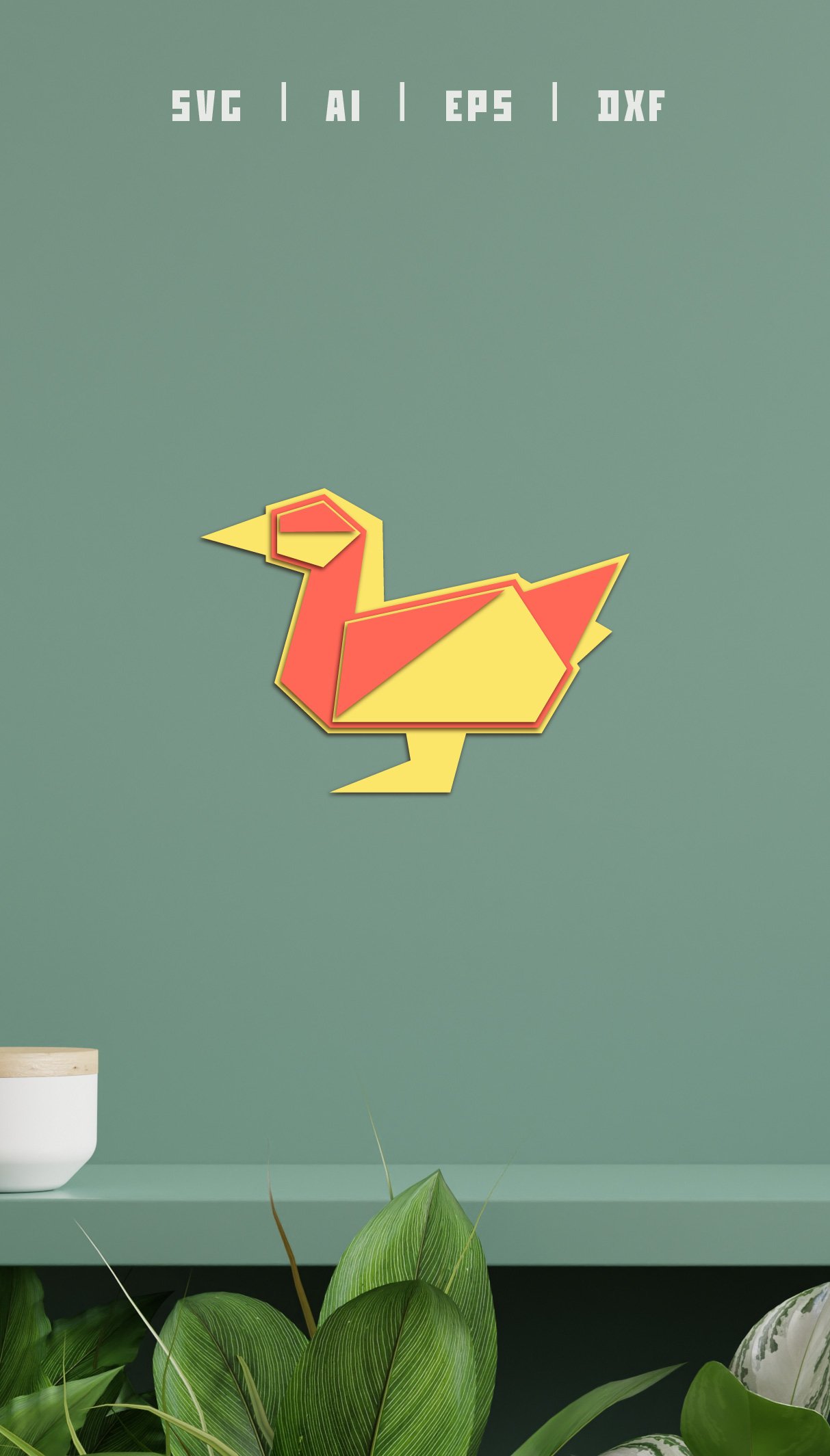 SVG Origami Duck Paper Art - 3D Origami Wall Decor