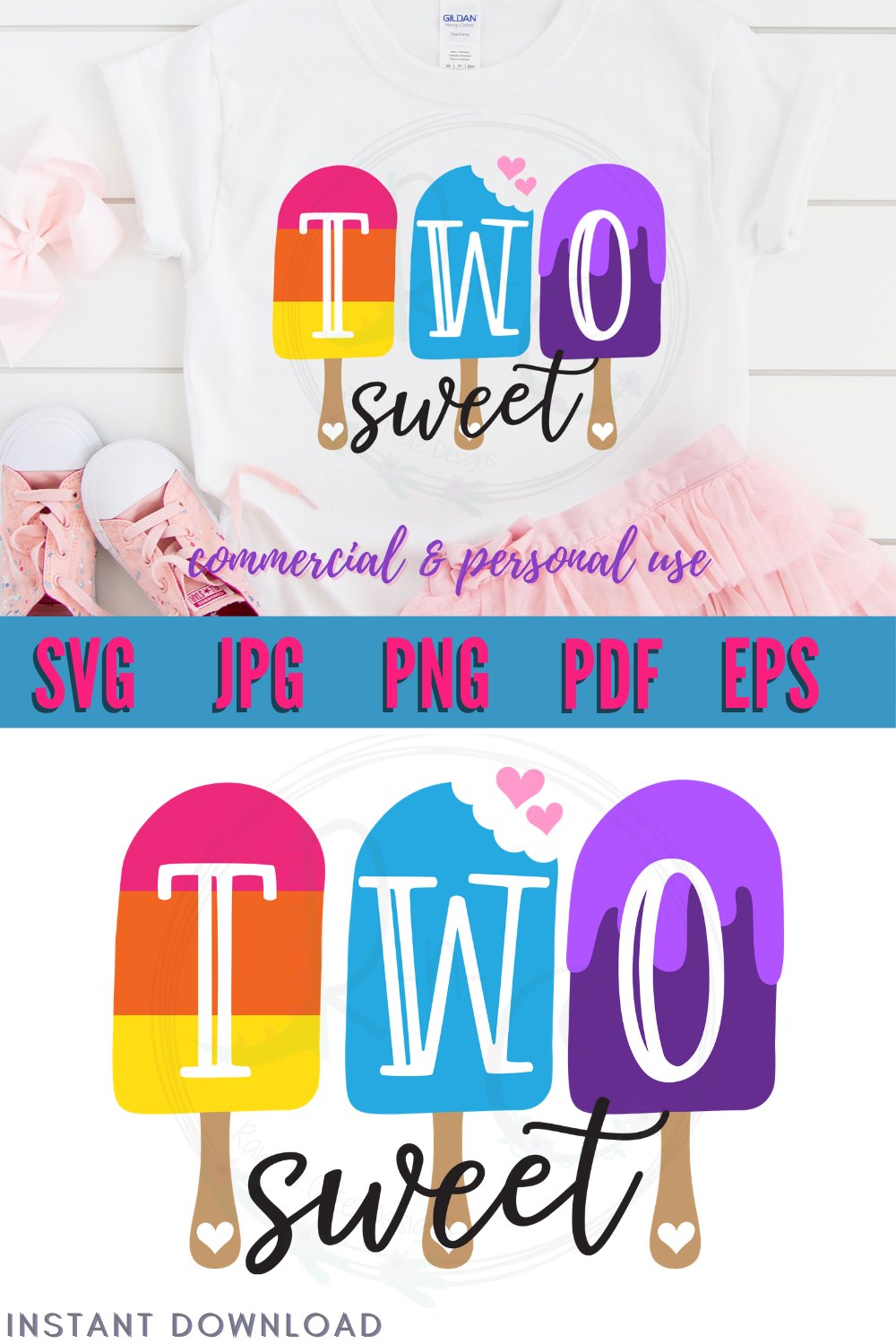 Two Sweet Popsicle Cut File for Cutting Machines