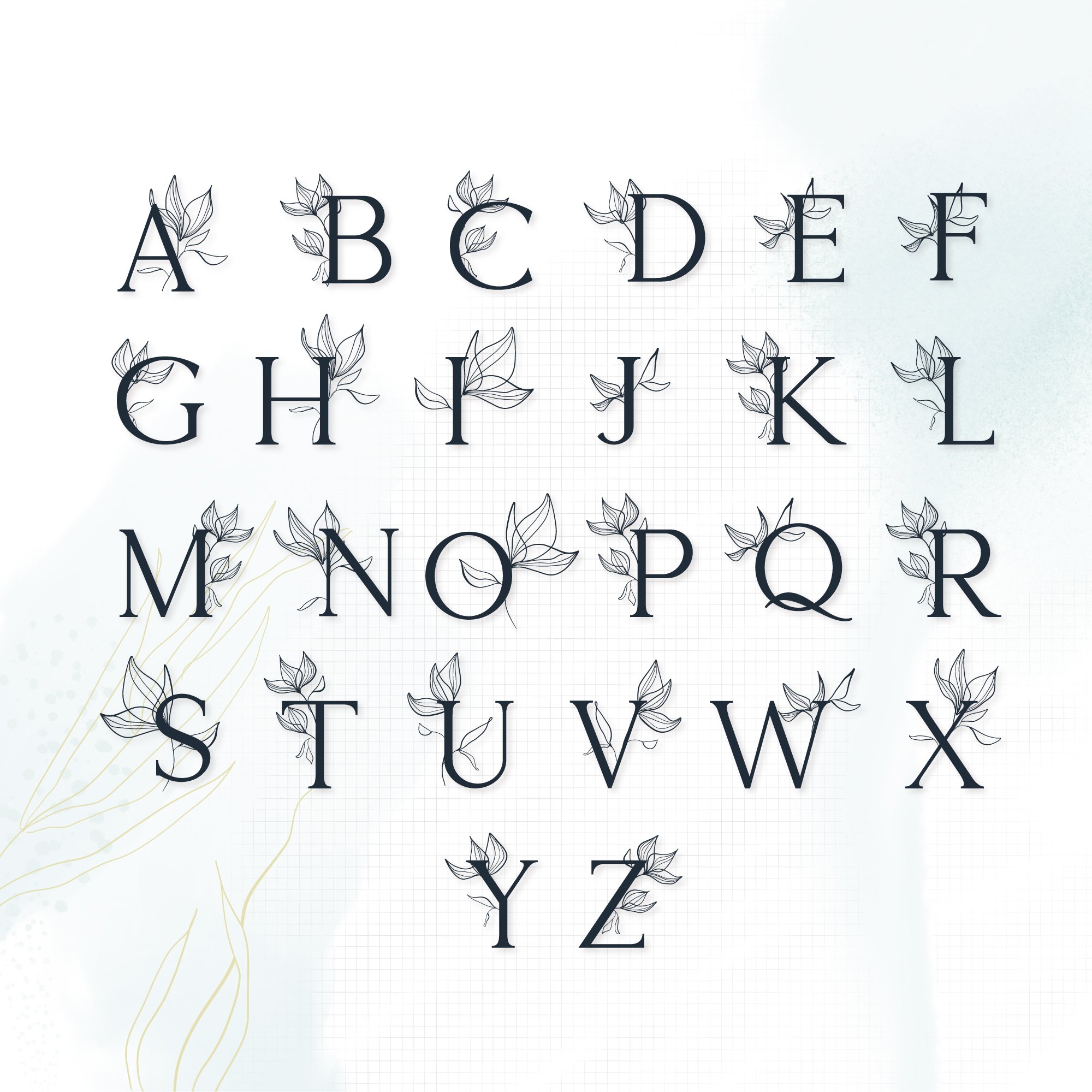 Botanical alphabet SVG Floral alphabet svg Flower letters