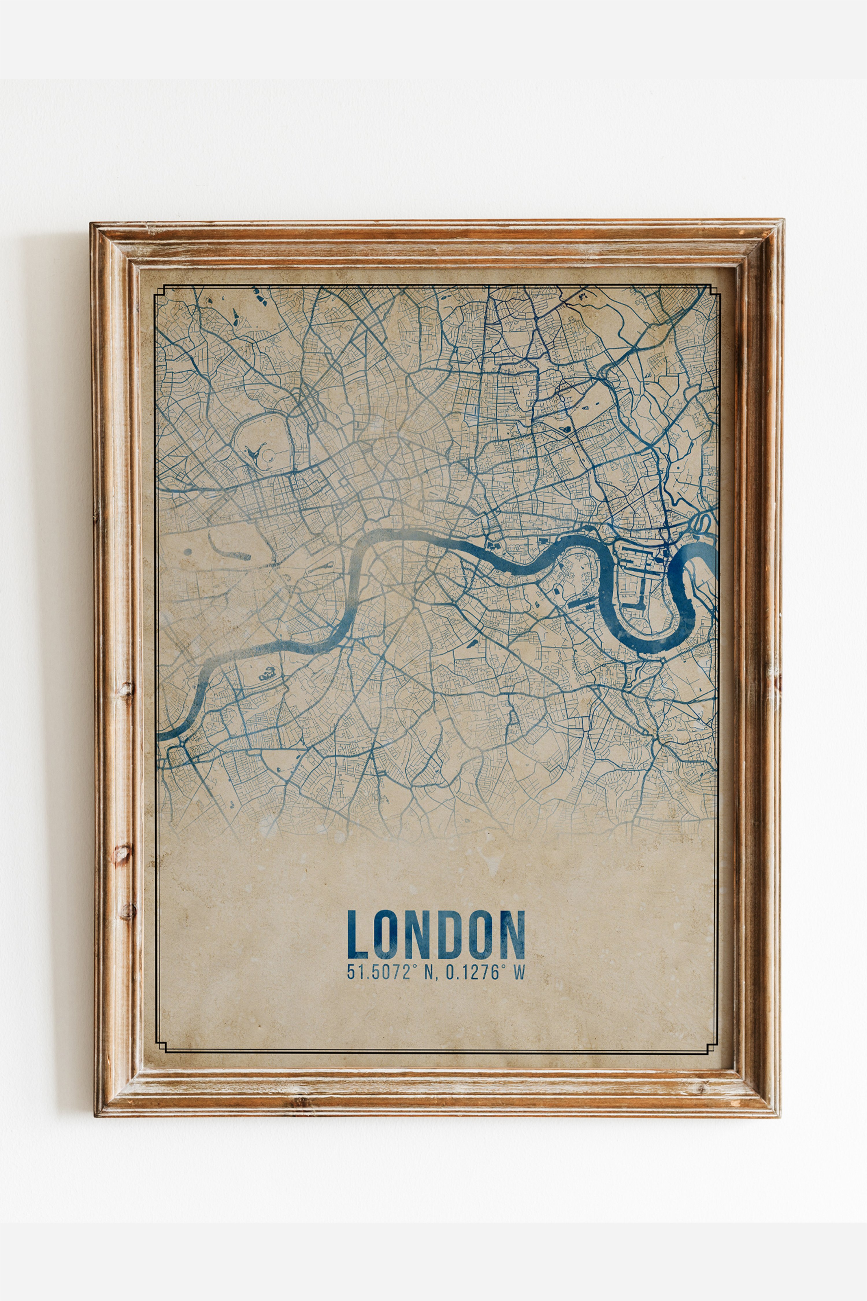 London Antique Watercolor City Map Poster