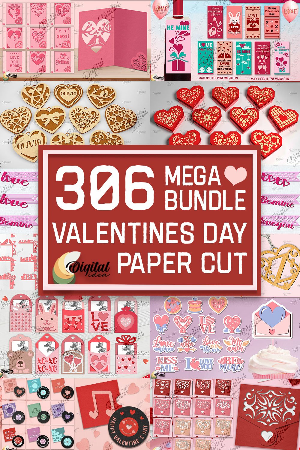Valentine's Day paper cut Mega bundle. 3D (3033690)