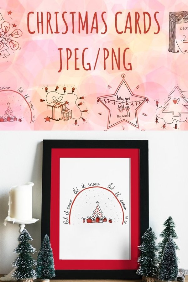 6 Christmas cards - jpeg, png format