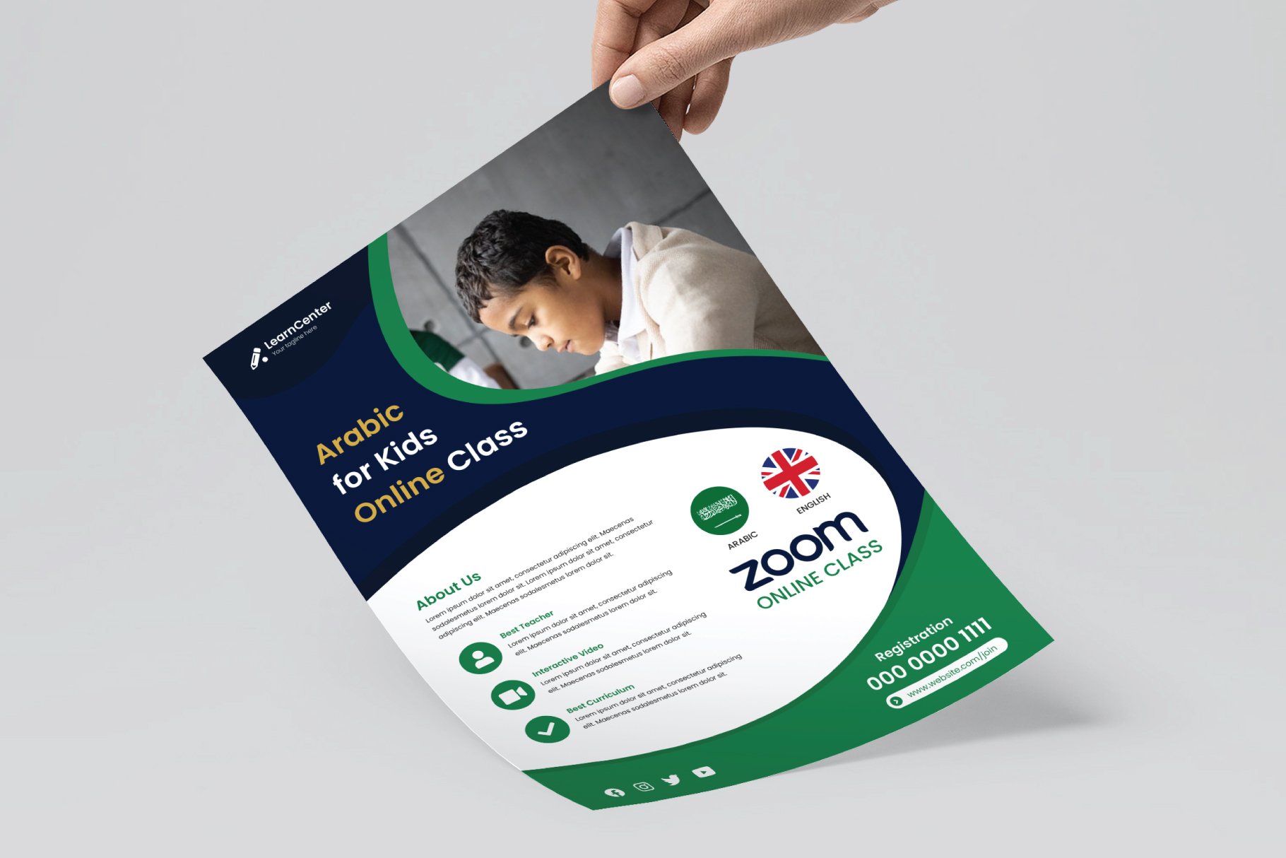 Online Arabic Class Flyer Template